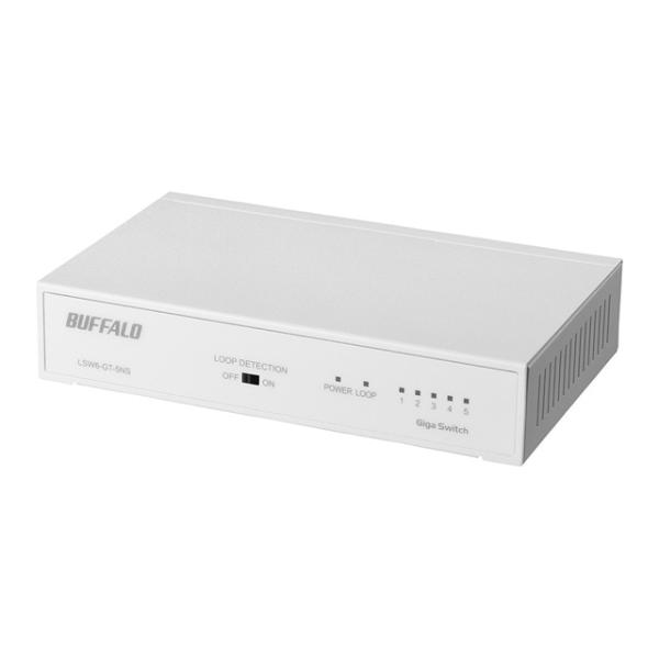 【発売日：2019年04月25日】バッファロー（Buffalo） スイッチングＨＵＢ LSW6-GT-5NS/WH ホワイト　5ポート・Ｇｉｇａ対応スイッチングハブ・おまかせ節電＋おまかせ節電ＮＥＸＴ機能・安定したネットワークの構築を実現