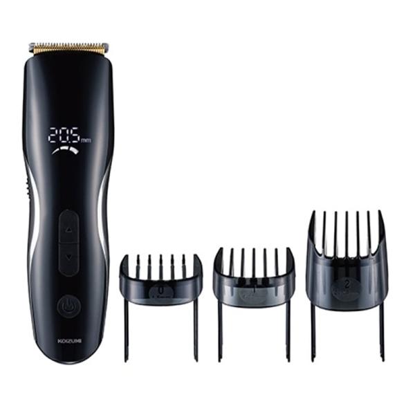 小泉 ヘアカッター充交式 KHB-0900-K ブラック・3種コーム付き&amp;調整しやすいデジタル表示・満充電約90分で最大約60分使用可能・仕上がり長さ 約0.5mm〜41mm（0.5mmはコームなしの場合）