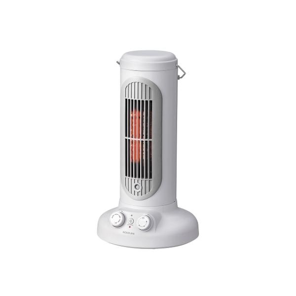 【発売日：2025年10月01日】小泉 セラミックヒーター KPH-1258/W 【数量限定・未開封店頭在庫】・かわいらしい小型セラミックヒーター・炎が燃えているようなＬＥＤ演出・室温センサー、人感センサー搭載