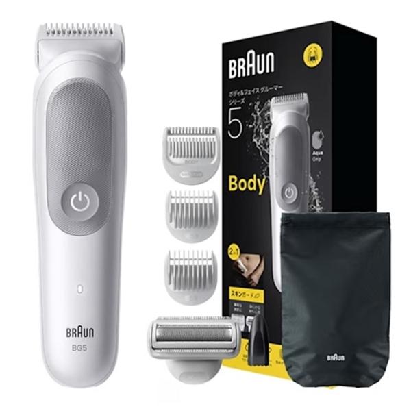 BRAUN（ブラウン） ボディグルーマー　Series5（シリーズ5） BG5550 ・滑らかな剃り心地・スキンガードテクノロジーを採用。安全にトリミング・100分間使用できるリチウムイオンバッテリーを搭載