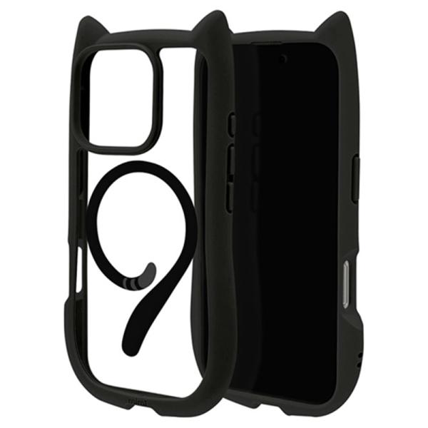 ラスタバナナ iPhone 16 Pro ケース 8229IP461PHPMBK ブラック・MagSafeアクセサリをケースの上から固定できる、かわいい猫耳つきハイブリッド背面ケース・米軍MIL規格「MIL-STD-810H」最新の衝撃基準...