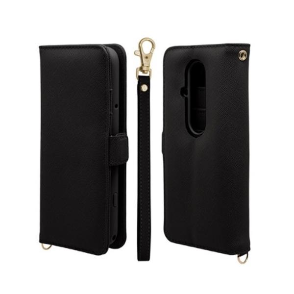 ラスタバナナ らくらくスマートフォン F-53E対応　手帳型ケース 8461F53EBHSBK ブラック【数量限定・未開封店頭在庫】・簡単着脱柔らかいソフトケース・落下防止ハンドストラップ付・カード収納（カードポケット×3・大ポケット×1）