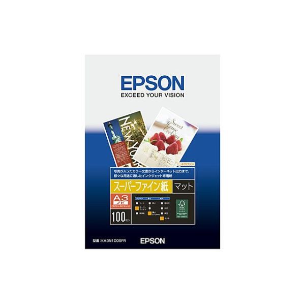 【発売日：2008年08月20日】EPSON（エプソン） スーパーファイン紙 KA3N100SFR A3ノビサイズ（329×483mm）/ 100枚入・薄口のマット紙で、ビジネスの本格的な写真入り企画書から、プレゼンの資料、セール案内用のチ...