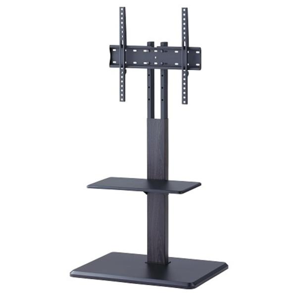 ハヤミ工産 〜65V型対応　自立スタンド KF-360B ブラック・置き場所を選ばない自立式・テレビは4段階の高さ調節が可能・機器の設置に便利な棚板付き