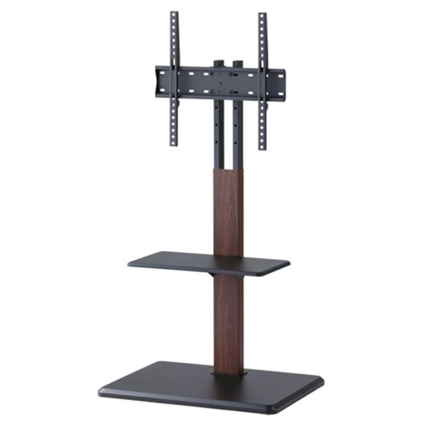 ハヤミ工産 壁寄スタンド 首振りタイプ KF-363M ダークブラウンお取寄せの場合の納期目安：3月上旬以降（2/13現在）・〜65V型対応・見やすいポジションを確保する左右20度の首振り機能付き・機器の設置に便利な棚板付き、上下5段階の高...