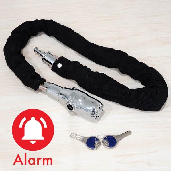 【発売日：2022年10月06日】バイクロックチェーン アラーム 極太 90cm 爆音 盗難防止 いたずら防止 バイク ロック チェーン チェーンロック ワイヤーロック バイクロックチェーンカバー 防犯 盗難やいたずら防止に効果的なセキュリ...