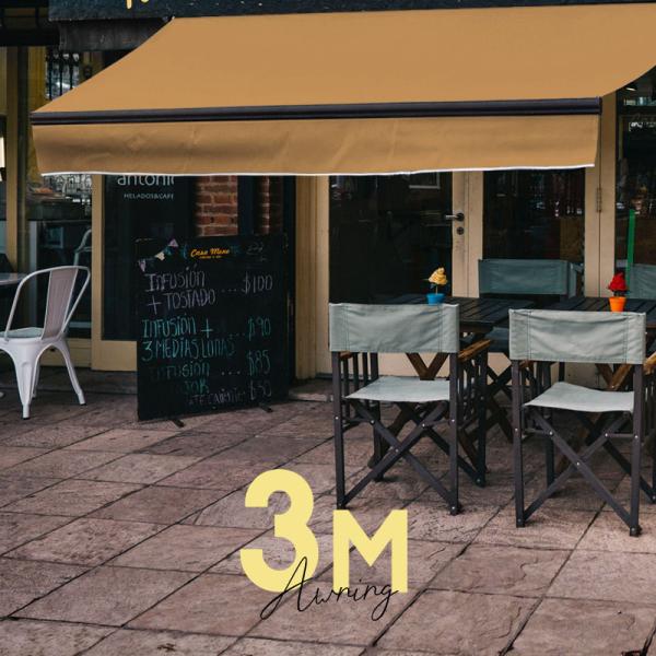 【発売日：2019年03月25日】オーニングテント 3M 張出 2m 巻き取り式 防水 格納式 手動 黒フレーム ベージュ 折りたたみ 折り畳み 伸縮 日除けテント 日除けシェード サンシェード スクリーン 日よけ 雨よけ ベランダ バルコ...