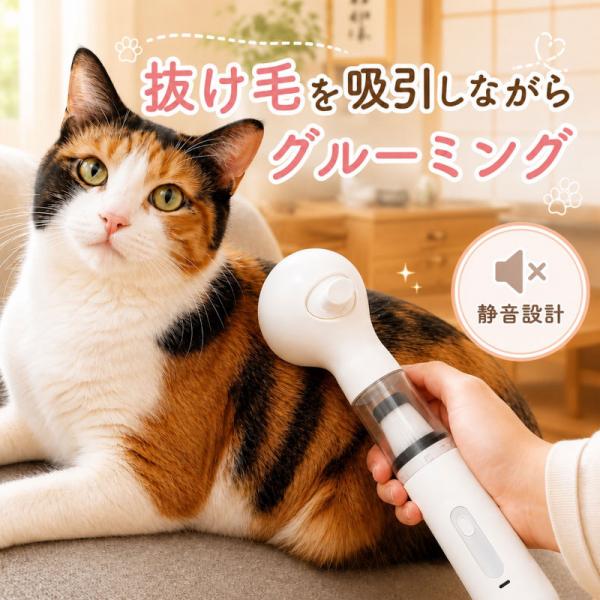 【発売日：2026年07月30日】グルーミング掃除機 ペット用 吸引 猫 犬 ブラシ ペット用ハンディクリーナー コードレス USB充電式 ハンディ掃除機 小型 静音 抜け毛取り ブラッシング ペットケア ブロワー ブラッシング ペット用品...