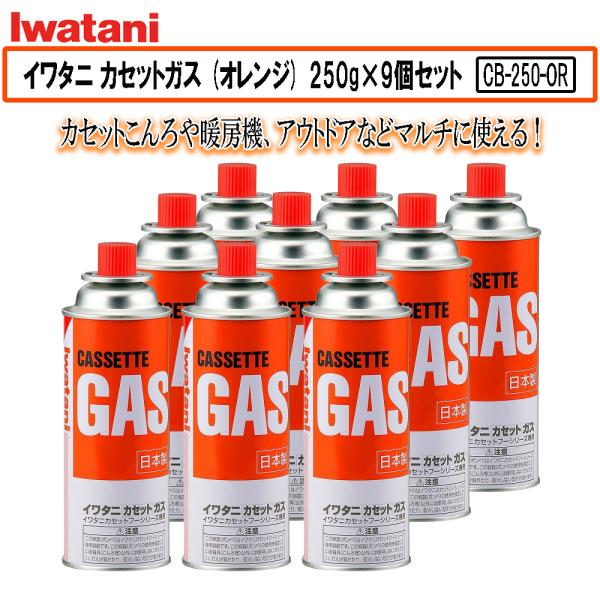 カセットこんろや暖房機、アウトドアなどマルチに使えるイワタニカセットガス3本セット内容量：250g×3本×3個本体サイズ：直径68×高さ198(mm)パックサイズ：幅204×奥行70×高さ200(mm)商品重量：約1.1kg使用ガス：LPG...