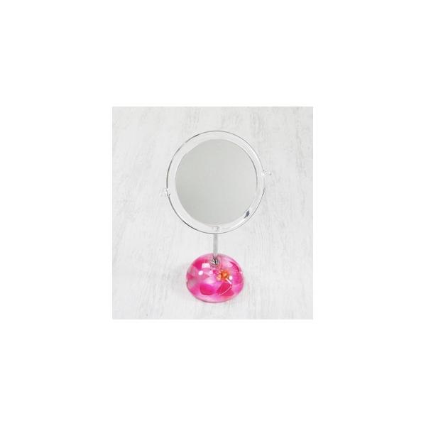 【商品名】 アクリル製スタンドミラー/卓上鏡 【丸型 ピンクオーキッド】 造花 【ジャンル・特徴】 円形のコンパクトでかわいい卓上ミラー [ H4-A8878 ]