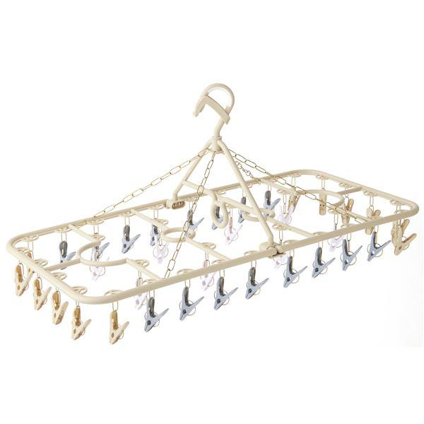【商品名】 ニッコー スーパーランドリー 角ハンガー 36ピンチ ナチュラルベージュ SL-36N 【ジャンル・特徴】 洗濯物干し