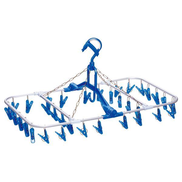 【商品名】 ニッコー アルミ 角ハンガー 34ピンチ ブルー AH-34 【ジャンル・特徴】 アルミ 洗濯物 干し