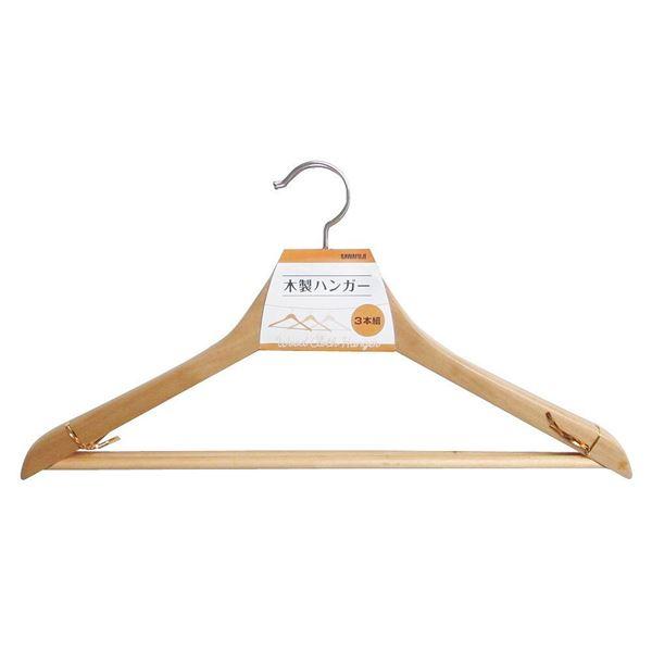 【商品名】 【2個セット】 衣類ハンガー 木製ハンガー 3本組 (ハンガー 洋服ハンガー) 【ジャンル・特徴】 おしゃれな天然の木製のハンガー