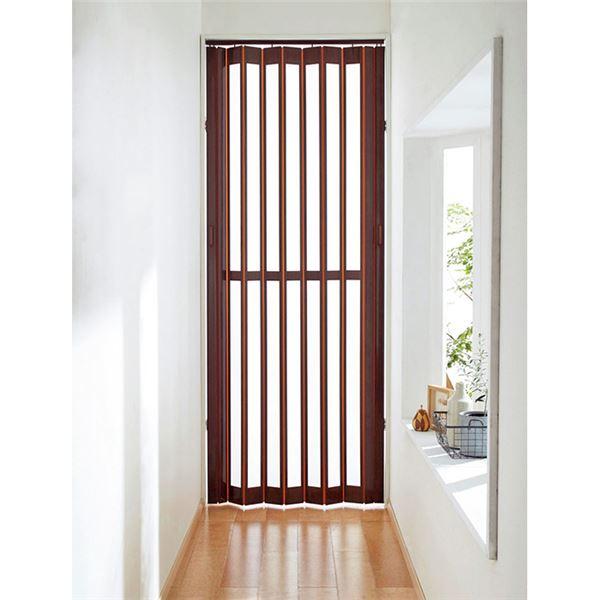【商品名】 パネルドア 間仕切り 〔 窓ありタイプ 約95×194cm ブラウン 〕 パネル扉 ジャバラ式 目隠し パーテーション 【ジャンル・特徴】 パネル式ドア 間仕切 パネルとびら 蛇腹式 目かくし パーテション 引っ越し 引越し 引...