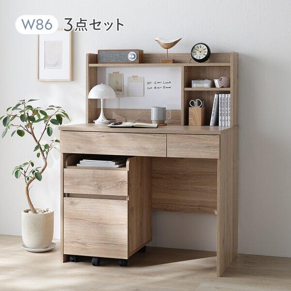 【商品名】 シンプル コンパクト デスク 3点セット パソコンデスク ＋ デスクワゴン ＋ 卓上シェルフ オークナチュラル リビング 子供部屋 【ジャンル・特徴】 パソコン 学習机 ワーク PCデスク 勉強机 学習デスク パソコン机 仕事机...
