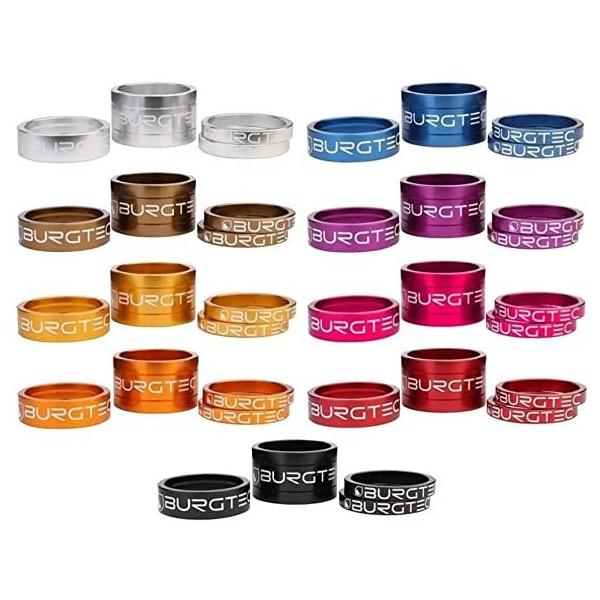 BURGTECロゴ入りのステムスペーサーキット高精度な切削でコントロール周りの精度を完璧な状態に！■仕様Material: Full CNC Aluminium AlloySize: 1-1/8" 20mm x 1, 10mm x 1, 5...