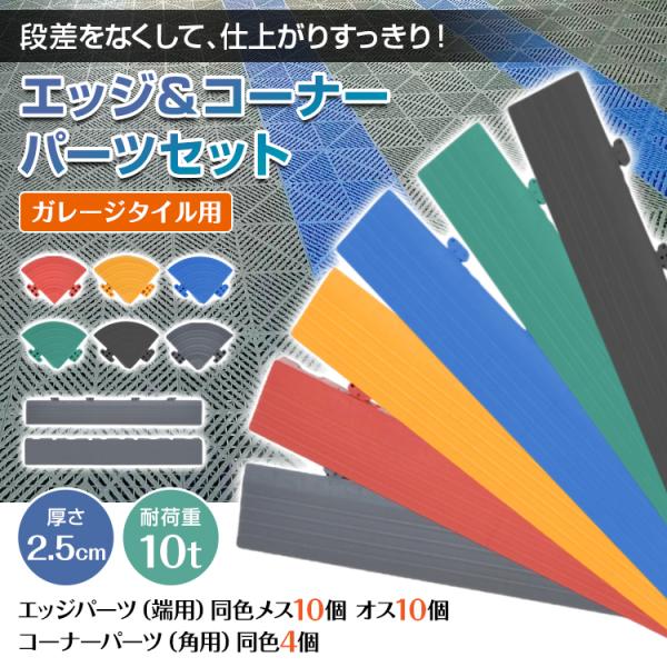 ■ガレージタイル（wk030）専用のエッジ＆コーナーパーツ■段差を解消し、スッキリと美しい仕上がりに■耐荷重10tの高強度PP素材を採用。重量車両にも対応■優れた通気性と排水性で、湿気や水がたまりにくく洗車時にも便利■工具不要のジョイント式...