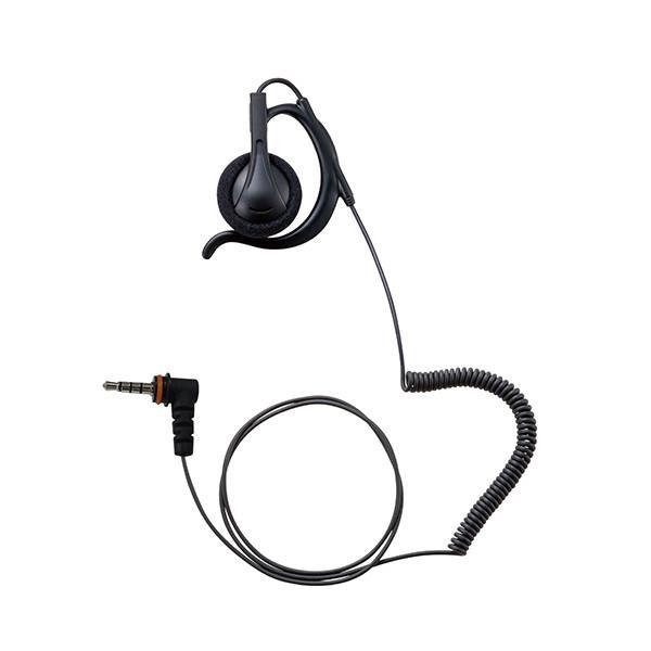 【インボイス対応済】イヤピース（カールコード）耳掛け付きオープンエアー型（L）・ケーブル長：約50cm（伸長時：80cm）・ケーブル色：黒・プラグ：L型φ3.5mmプラグ