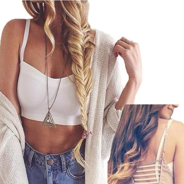 【発売日：2015年07月03日】透け感のトップスや背中の空いたワンピースを着る時に大活躍！背中のストラップががオシャレ リゾートやビーチでは　ブラトップ一枚で着ても素敵です。 通気性が良い、伸縮性がある　フリーサイズ ☆ホワイト ホワイト...