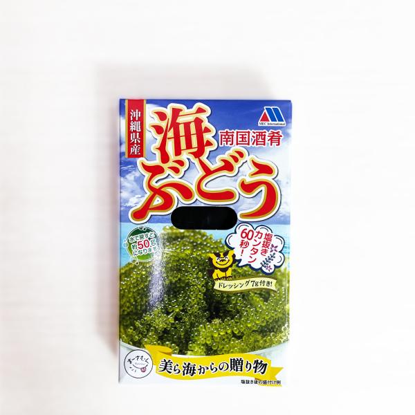 商品名：海ぶどう 南国酒肴 塩水 タレ付き 水で戻すと50g内容量：33g（タレ：7g）賞味期限：製造日より90日保存方法：直射日光、高温多湿を避け、常温にて保存原材料：[海ぶどう]（沖縄県産）、食塩（国内製造） / [タレ]たん白加水分解...