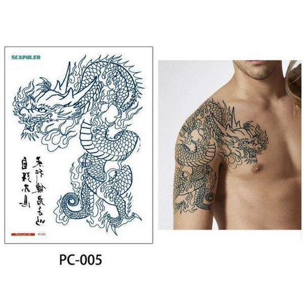 □台紙サイズ□約24cmx約32cm実際に貼る時は商品本体画像とは反転します。（使用例の画像は反転した結果です。）※商品画像の色味は画面でみた場合と実際は多少の色差が生じる場合がございます。肩から腕にかけて大迫力に演出する、大型サイズのタト...