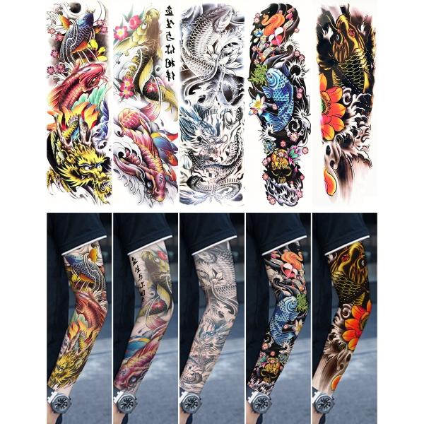 □台紙サイズ□約48cmx約17cm実際に貼る時は商品本体画像とは反転します。（使用例の画像は反転した結果です。）※商品画像の色味は画面でみた場合と実際は多少の色差が生じる場合がございます。腕全面を大迫力に演出する、大型サイズのタトゥーシー...