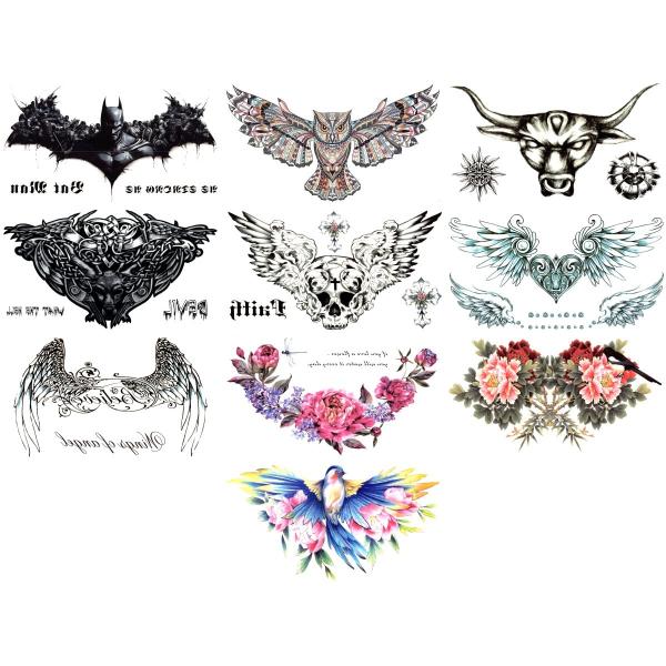 □台紙サイズ□約24cmx約13.8cm横に幅のあるタイプで、胸元や背中（首下）にもぴったり。翼モチーフで存在感あるデザインをお楽しみください。水でぬらして貼るタイプです。※商品画像の色味は画面でみた場合と実際は多少の色差が生じる場合がござ...