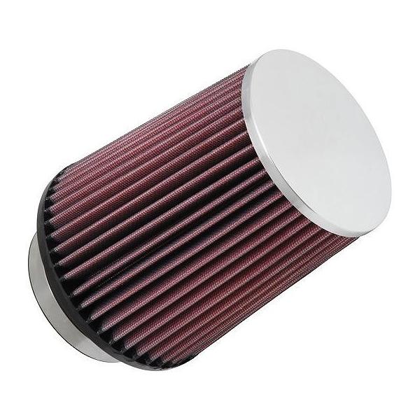 ☆【K&amp;N】フィルターユニバーサルラウンドテーパードエアフィルター　89mm｜114-140mm OD x 165mm L｜Chrome｜Centred