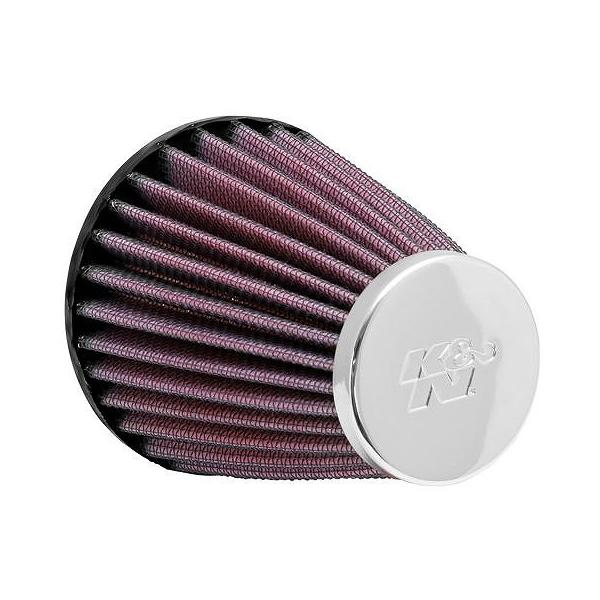 ☆【K&amp;N】フィルターユニバーサルラウンドテーパードエアフィルター　52mm｜51-89mm OD x 102mm L｜Chrome｜Centred
