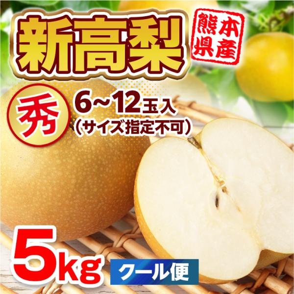 【発売日：2026年09月15日】■商品説明：溢れるほどの果汁と、芳醇な香りが楽しめる新高梨。ベテランの農家さんが丁寧に育てた自慢の梨をお届けします！■内容：熊本県産 新高梨 秀品 5kg 6-12玉■賞味期限：青果物ですのでお早めにお召し...