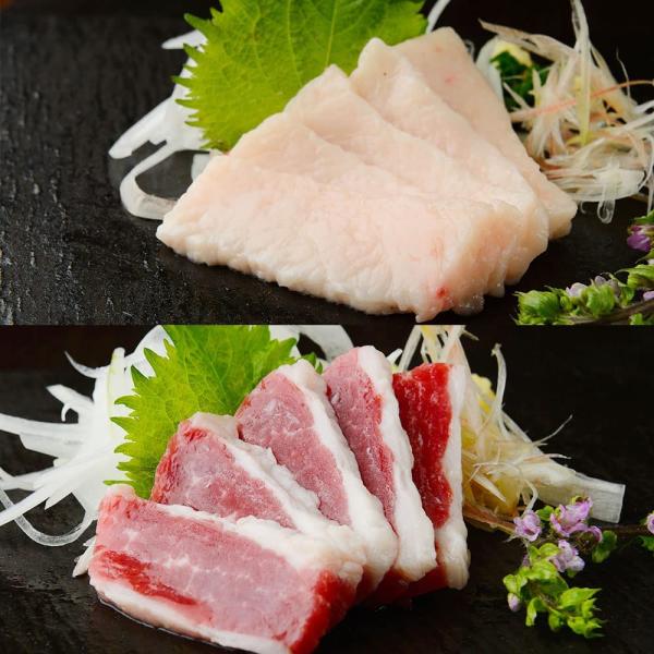【内容量】馬刺し 希少部位 セット ( コ−ネ 300g フタエゴ 300g ) 計600g（50g×12個）【産地】国産もしくは、カナダ産国内肥育【付属品】●小袋醤油●小袋生姜【賞味期限】発送から180日【保存方法】冷凍:-18℃以下で保...