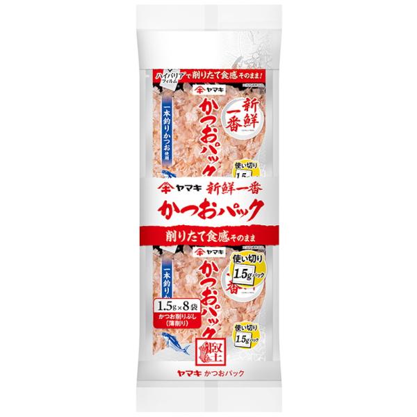 ●ハイバリアフィルム(※ヤマキ通常品比)で削りたて食感そのままに仕上げたかつお節です。名称：かつお削り節(薄切り)原材料：かつおのふし(国内製造)栄養成分表示：1.5g当たり　エネルギー 5.3kcal　たんぱく質 1.1g　脂質 0.1g...