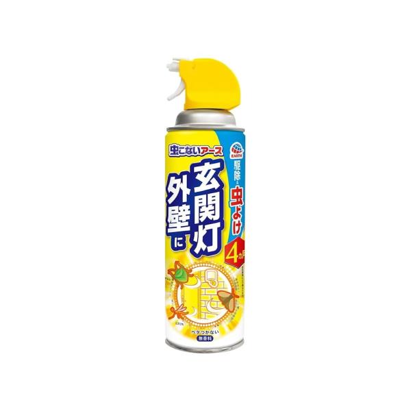 「商品情報」商品の説明玄関灯や外壁にスプレーしておくだけで、光に集まる害虫をよせつけません。効果は約２ヵ月持続（使用環境により異なります）。撥水成分シリコーン配合で、雨にも強く、汚れがつきにくい。自動販売機の灯りなどにも。玄関灯や外壁にスプ...