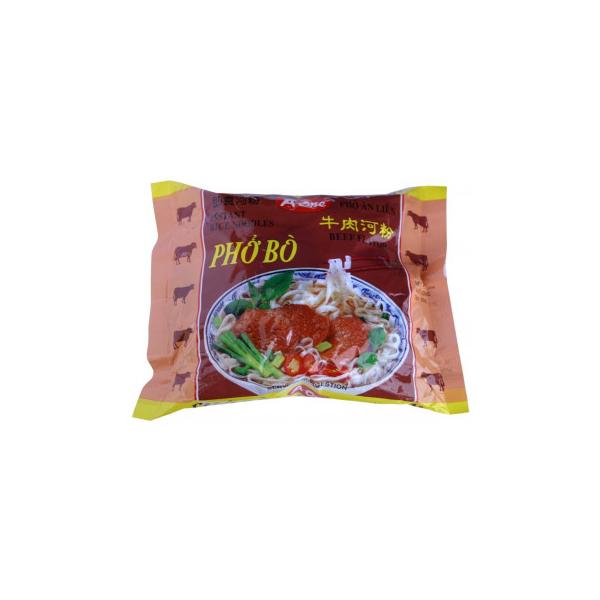 ベトナムの国民食であるフォーはお米から作られた平麺でのどごしの良さが特長です。米麺はノンフライ、スープはピリッと辛いコクのあるビーフ風味です。