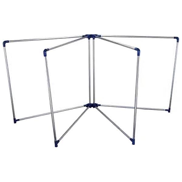 ●さびに強く清潔なステンレスコーティング、折り畳んで省スペース収納。■サイズ：幅120×高さ117cm■カラー：　本体/シルバー、　ABS樹脂/青■材質：ステンレス巻きスチールパイプ、ABS樹脂■耐荷重(約)：全体16Kg、一枚当り4Kg※...