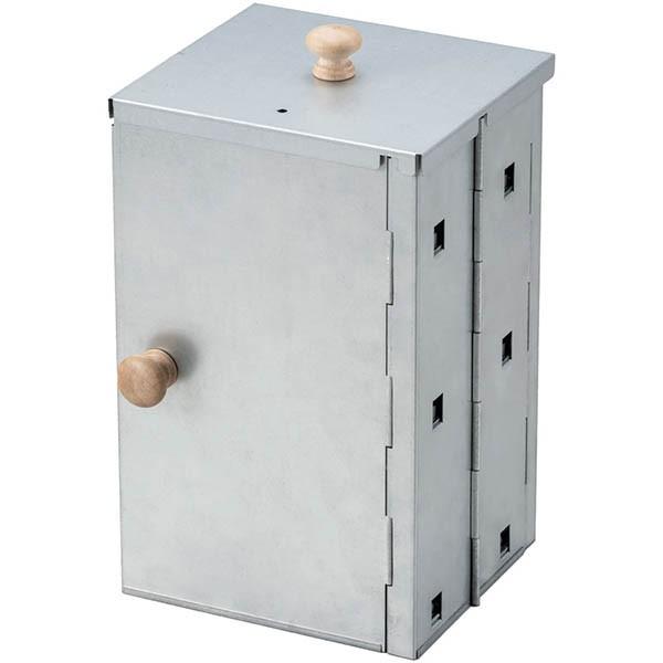 ●熱源はガスコンロ、カセットコンロ、七輪やバーベキューコンロなど。●温度計差し込み穴付なので、温燻、熱燻ができます。●折りたたみでき、コンパクト。※スモークウッド、またはスモークチップは別でご用意ください。■本体：チップ皿／表面処理鋼板（亜...