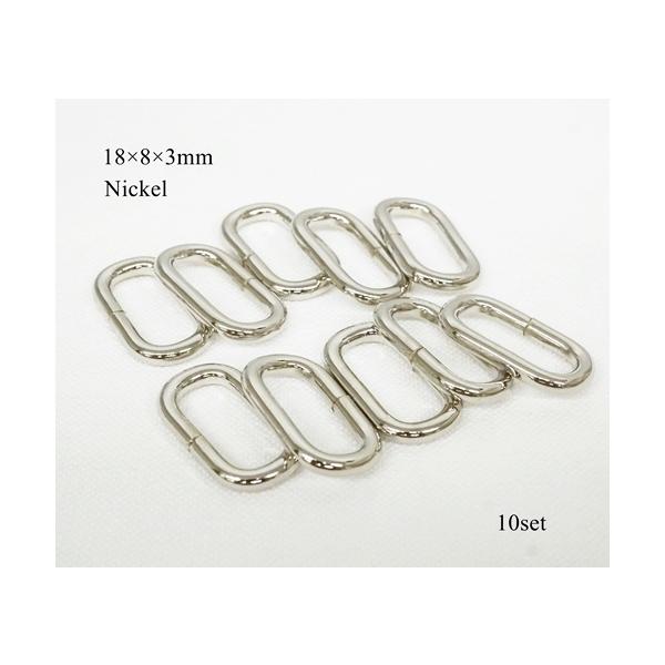 ○材質 鉄○カラーニッケル(シルバー色)○サイズ ベルト幅18mm 縦内径8mm 線形3mm〇個数　１０個ベルト幅18mmの日本製の小判カンです。小判カンは主に、ポーチやバッグ本体と持ち手を接続させるために使用されています。レザークラフト、...