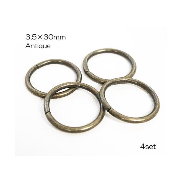 ◆商品名◆丸カン 3.5×30mm ４コセット○材質 鉄○カラー アンチック○サイズ 太さ3.5×内径30mm