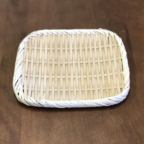 角盆ざる 18x16cm (即納) 竹製  / 盆ざる 角 角盆ザル 角ざる 竹ざる 水切りザル 角長 /