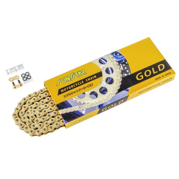 品番：SS530SKC-114GDJAN：4570011654852定価：26224円【チェーンサイズ】530【カラー】ゴールド【付属品】カシメジョイント【排気量制限】1400ccまで