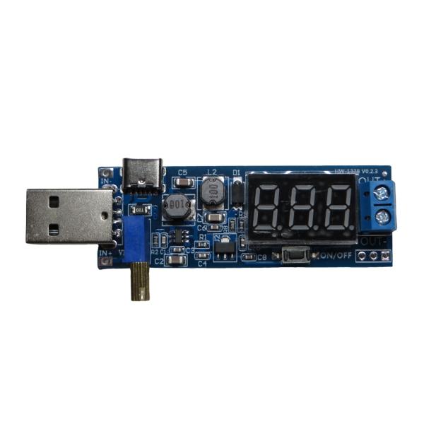 注文数1で1個です。入力電圧: DC5V（USB TypeA オス / USB Type-C メス）; DC3.5V-12V（スルーホール）出力電圧: DC1.2V-24V出力電力: 3Wサイズ（基板）: 79mm*21mm*14mm