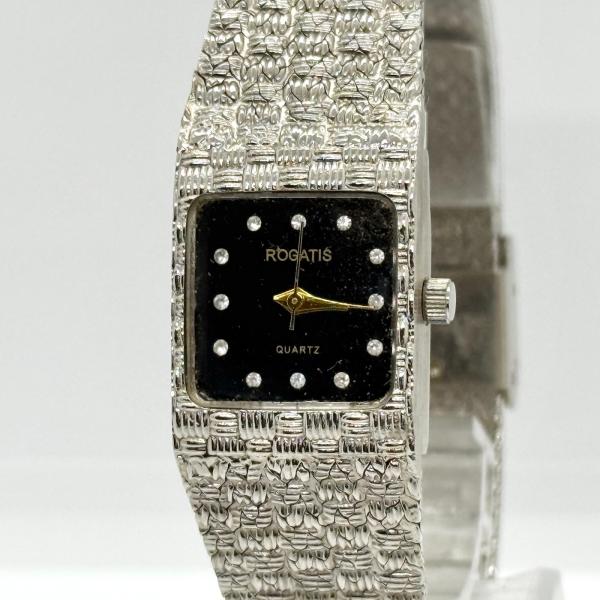 ■商品情報[管理番号]M10363[モデル]ROGATIS[対象]レディース[ムーブメント]クオーツ[ケース素材]ステンレス[バンド素材]ステンレス[文字盤カラー]ブラック[ケースカラー]シルバー[カラー][サイズ]ケース縦：約26mmケー...