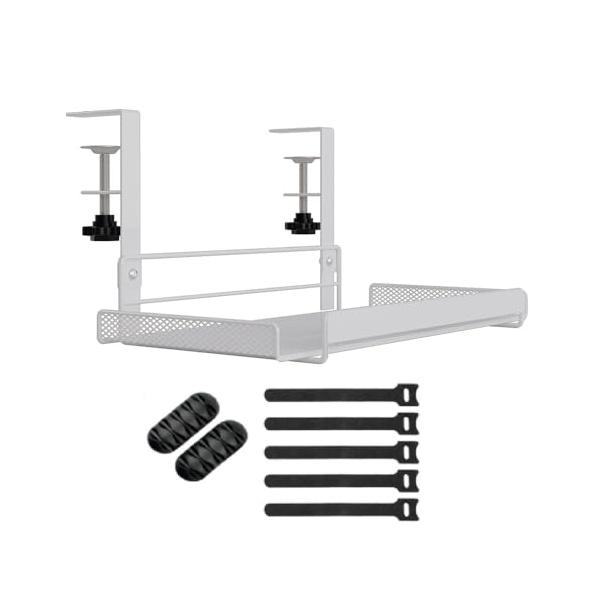 ホワイト/大/zbj-lan01-JP・優れた安定性：卓下収納棚は高品質の炭素鋼材料で作られ、丈夫で耐久性がある。オフィス収納ラックの表面は防錆コーティング、防水防湿で長期使用が可能です。耐荷重10kg.・実用性拔群：メッシュ構造で通気性が...