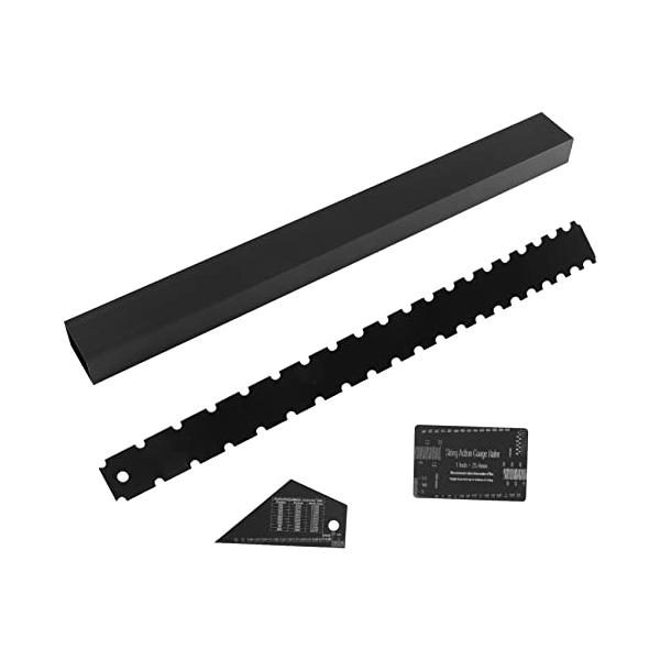 黒/-/500349776・パッケージ個数:1・プロショップ向けの高速で正確なレベリングツール、正確な機械加工のエッジ、レーザー彫刻。 ストリング アクション ゲージ ルーラーは、弦の高さ、ブリッジの高さ、ナット スロットの深さ、ブリッジ ...