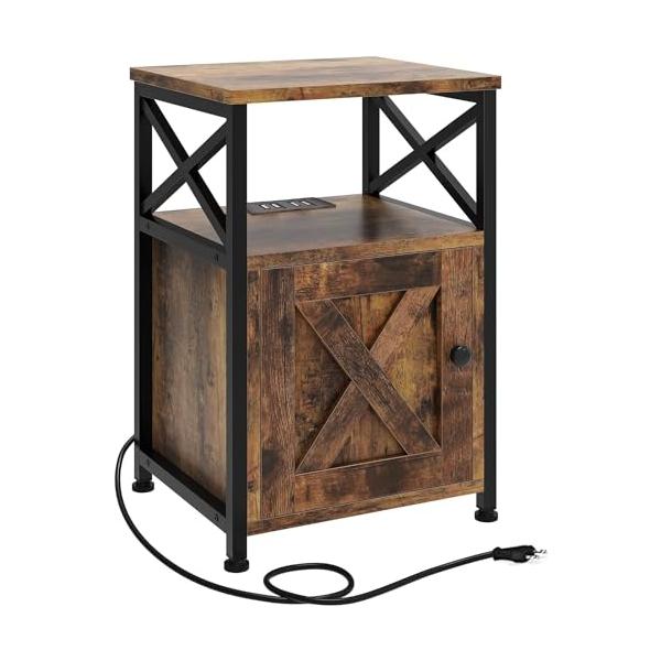 ブラウン/40x35x60CM/CJMM-609・Size:40x35x60CM・おしゃれなデザインブラックのアイアンフレームに木目を組み合わせ、落ち着いたアメリカンレトロな雰囲気のサイドテーブルに仕上げました。ベッドサイドテーブルとして、...