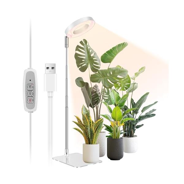 しろいろ/-/123・Color:しろいろ・特徴1：独立型ベース、いつでもどこでも植物を照らす エンジェルリング全光スペクトル植物ランプは独立型ベース設計を採用しており、土壌にランプを差し込む必要がありません。設置がより便利で、いつでもどこ...