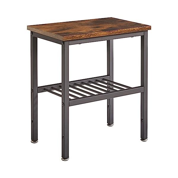 ブラウン/-/-・Color:ブラウン・シンプルなデザイン静かな茶色調の木材とモダンなフェンスが融合した二層式のサイドテーブル。部屋に合わせやすく、室内を飾ります。・多様な使い方ベッドやソファの横にコーヒー、雑誌、携帯電話、リモコン、時計な...