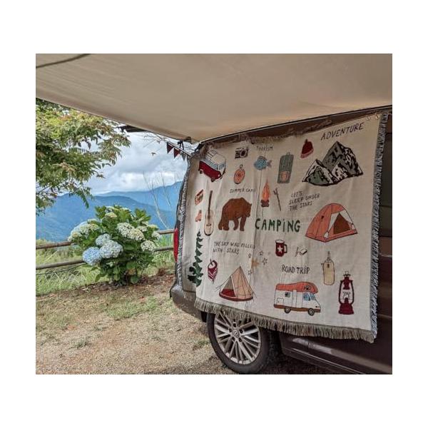 露?美学/130X160cm/1・ピクニック、車中泊、旅行、バンライフ、キャンピングカー、キャンプ、グランピング・ソファーカバー、ラグマット、ベットカバー、タペストリー、アウトドア、ブランケット など幅広くお使いいただけます