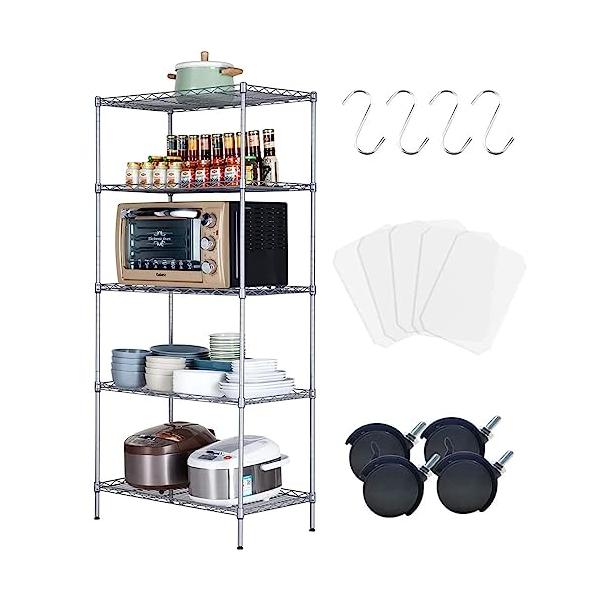 大容量シルバー/70*40*150cm/-・サイズ：幅70×奥行40×高さ150cm；カラー：ブラック、シルバー・棚の高さは自由に変えることができます。棚の位置は好みの高さに 収納するものに合わせて棚の高さを変えられる。・大容量：キッチン家...