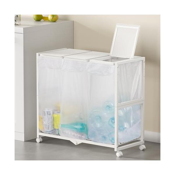 ホワイト/-/SH49・Color:ホワイト・3連ゴミ袋ホルダー仕様　サイズキャスター付き：約W70×D32.5×H65cm／アジャスター付き：約W70×D32.5×H61.5cm 各蓋：W20.5×D32.5cm 重量：約6.4KG 材質...